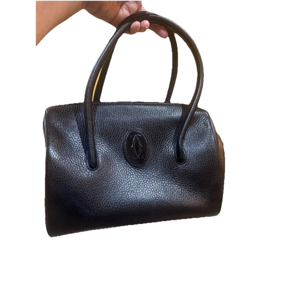 Cartier | Bags | Cartier Mini Must Line Boston Black Leather Satchel ...